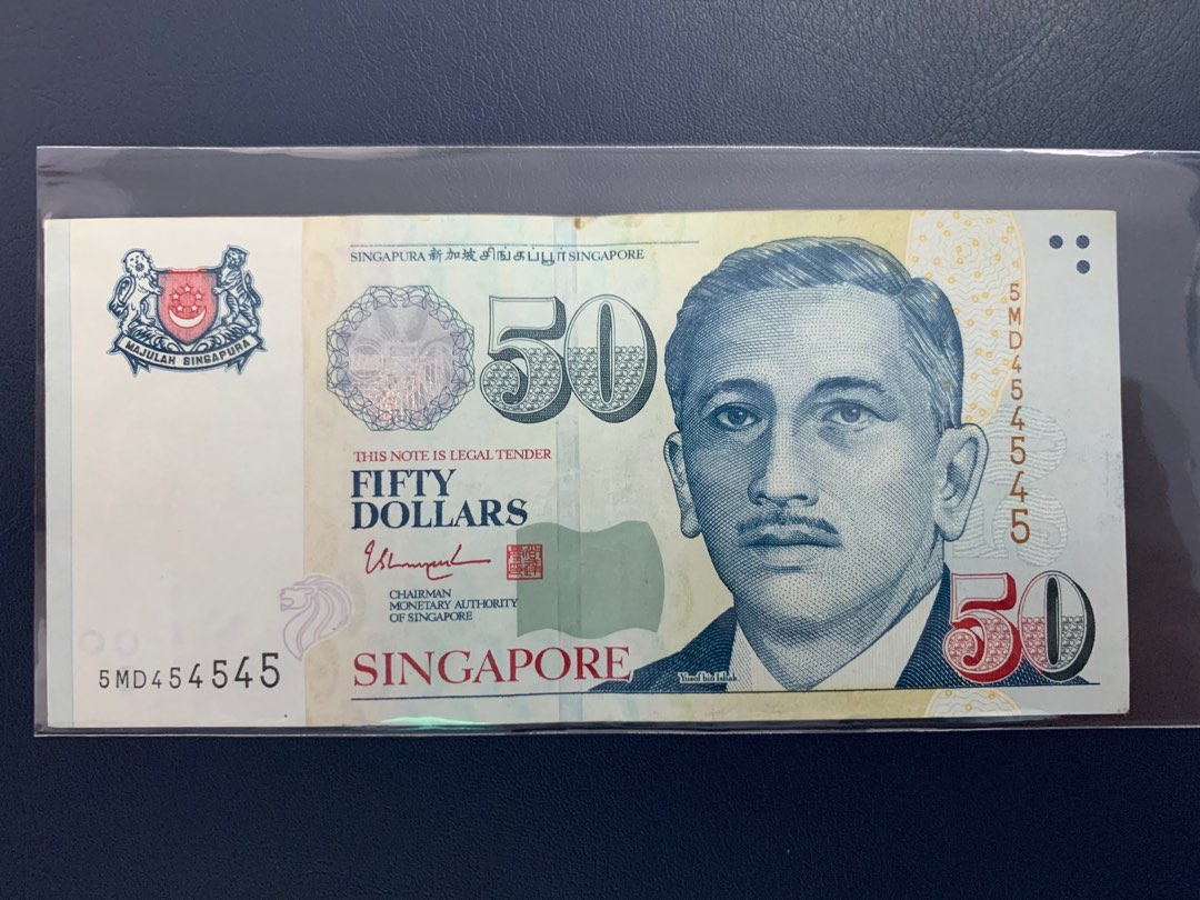 5MD 454545 Repeater serial number Singapore Portrait Series $50 Note ...