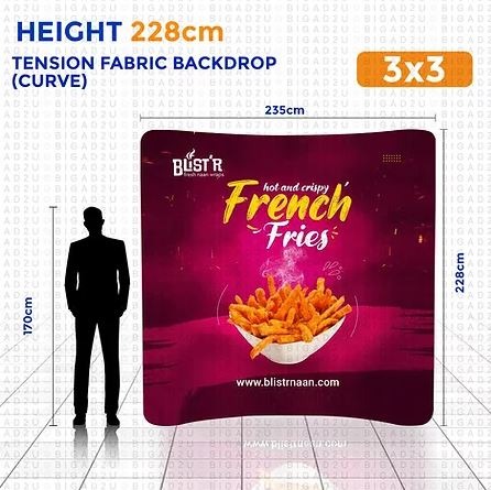 8ft Height Backdrop Fabric 3x3 (Curve) *8ft(W)x7.5ft(H) for Exhibition ...