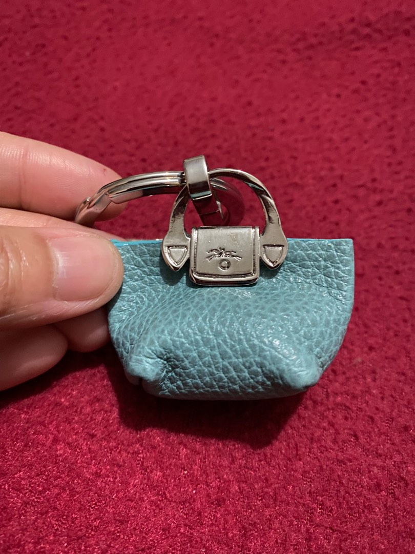 Authentic Longchamp La Pliage leather keychain / key fob, Women's ...