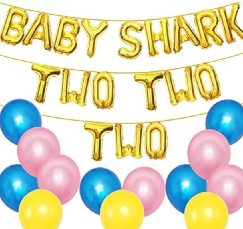 Baby Shark Two Two Two birthday wording decoration, Babies & Kids, Baby ...