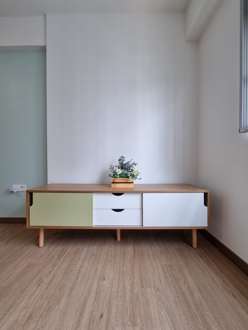 *BRAND NEW* TV CONSOLE leaf green scandi design, Furniture & Home ...