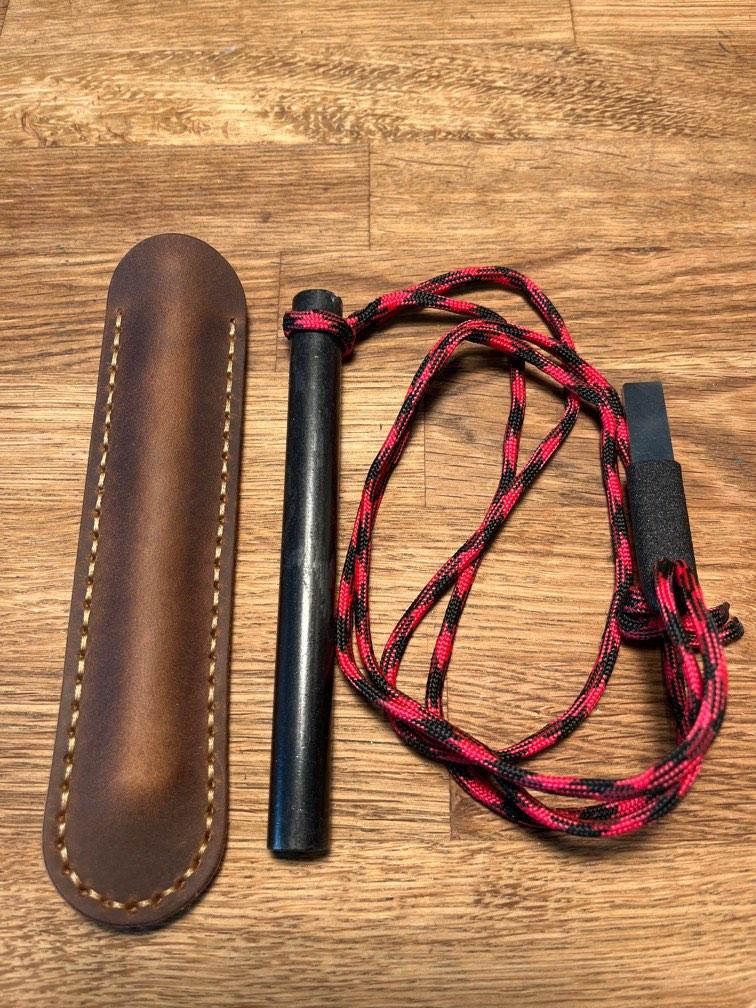 Bushcraft Ferro Rod with scraper and leather sheath fire starter ...