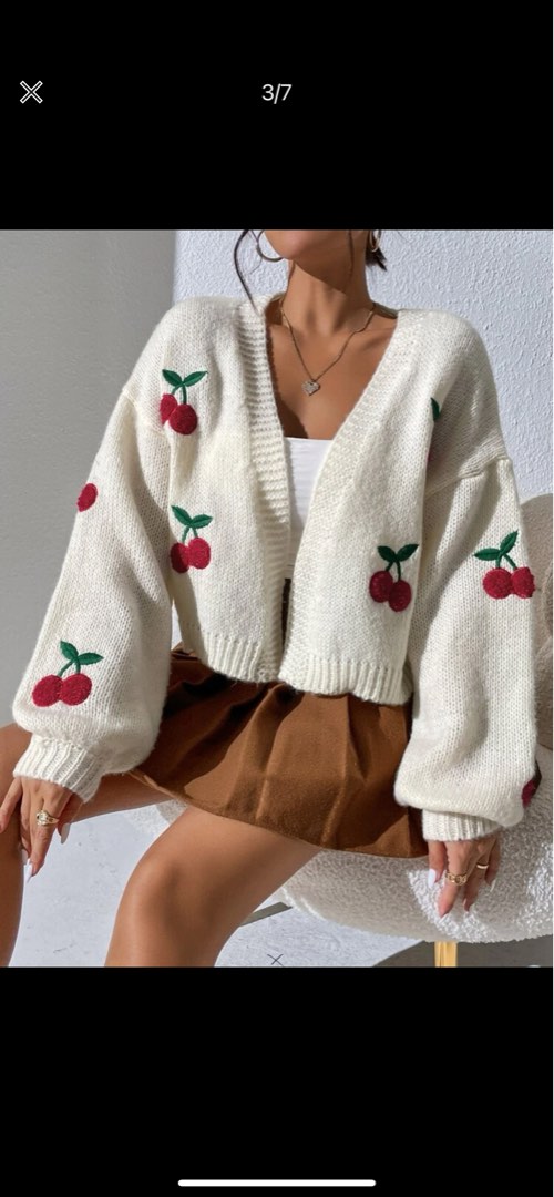 Cherry Sweater, Women's Fashion, Coats, Jackets and Outerwear on Carousell