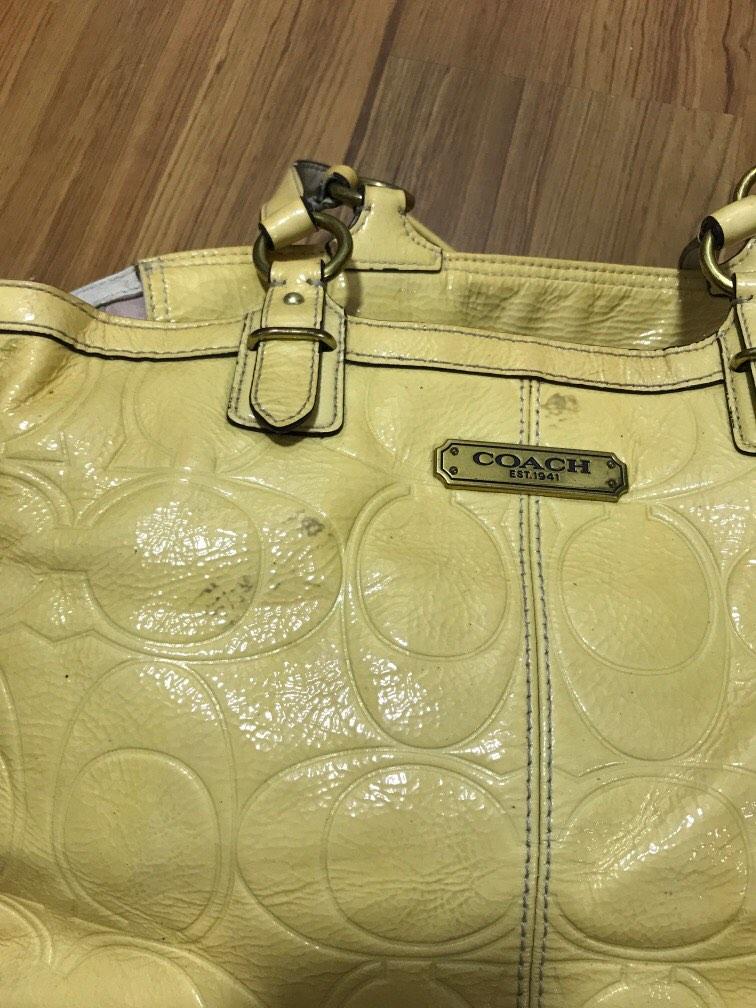 Coach yellow shoulder bag, Luxury, Bags & Wallets on Carousell