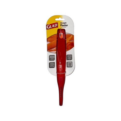 GLAD Crystal Straight Peeler with Zester 2 in 1 Serrated Edge Blade Red ...
