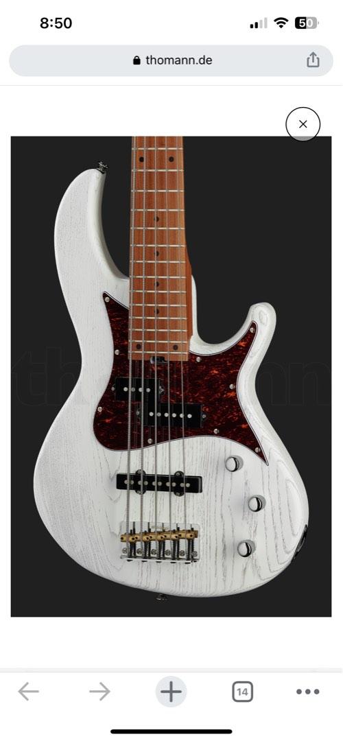 Harley Benton JP-55OP White 5 string bass guitar, Hobbies & Toys, Music ...