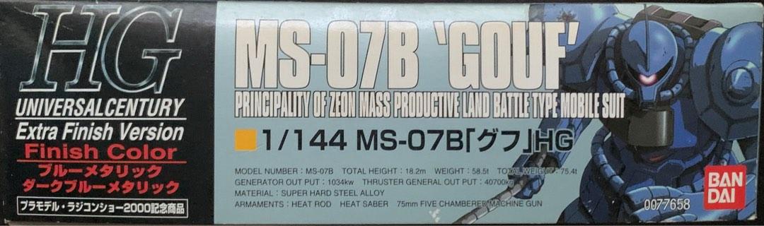 HGUC 1/144 MS-07B GOUF - EXTRA FINISH VERSION (Metallic Blue), Hobbies ...