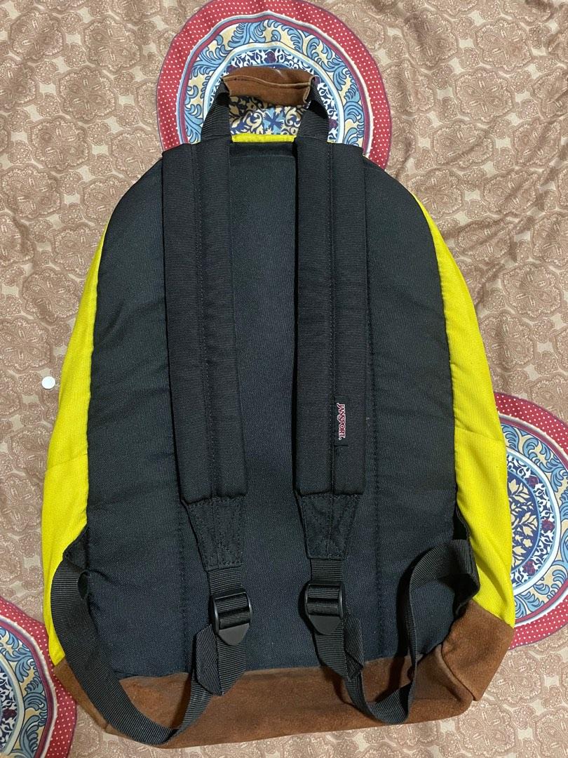Jansport Backpack Yellow and Leather lower part, Men's Fashion, Bags ...