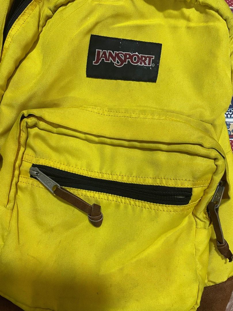 Jansport Backpack Yellow and Leather lower part, Men's Fashion, Bags ...