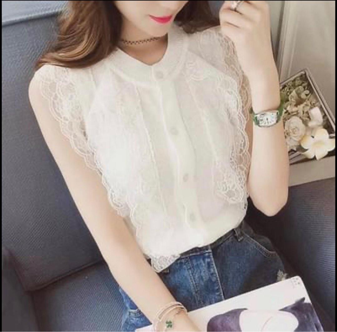 KOREAN PRINCES LACE TOP, Women's Fashion, Tops, Sleeveless on Carousell