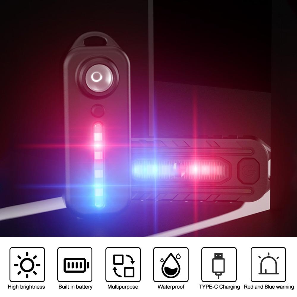 LED Red Blue Shoulder Police Light with Clip USB Charging Flashing ...