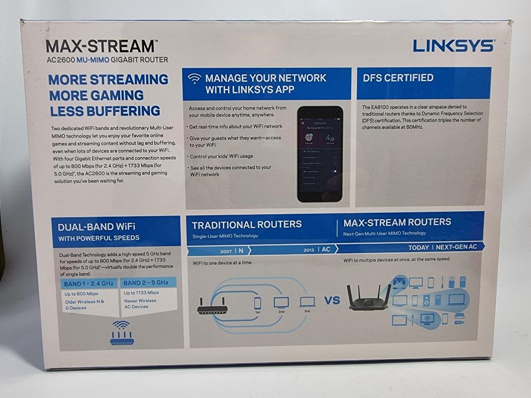Linksys AC2600 MU-MIMO Smart Wi-Fi Router, TV & Home Appliances, Other ...