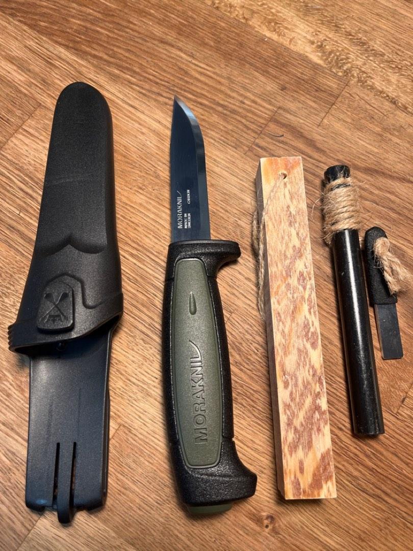 Morakniv Bushcraft knife Military Green and Black handle with Ferro Rod ...