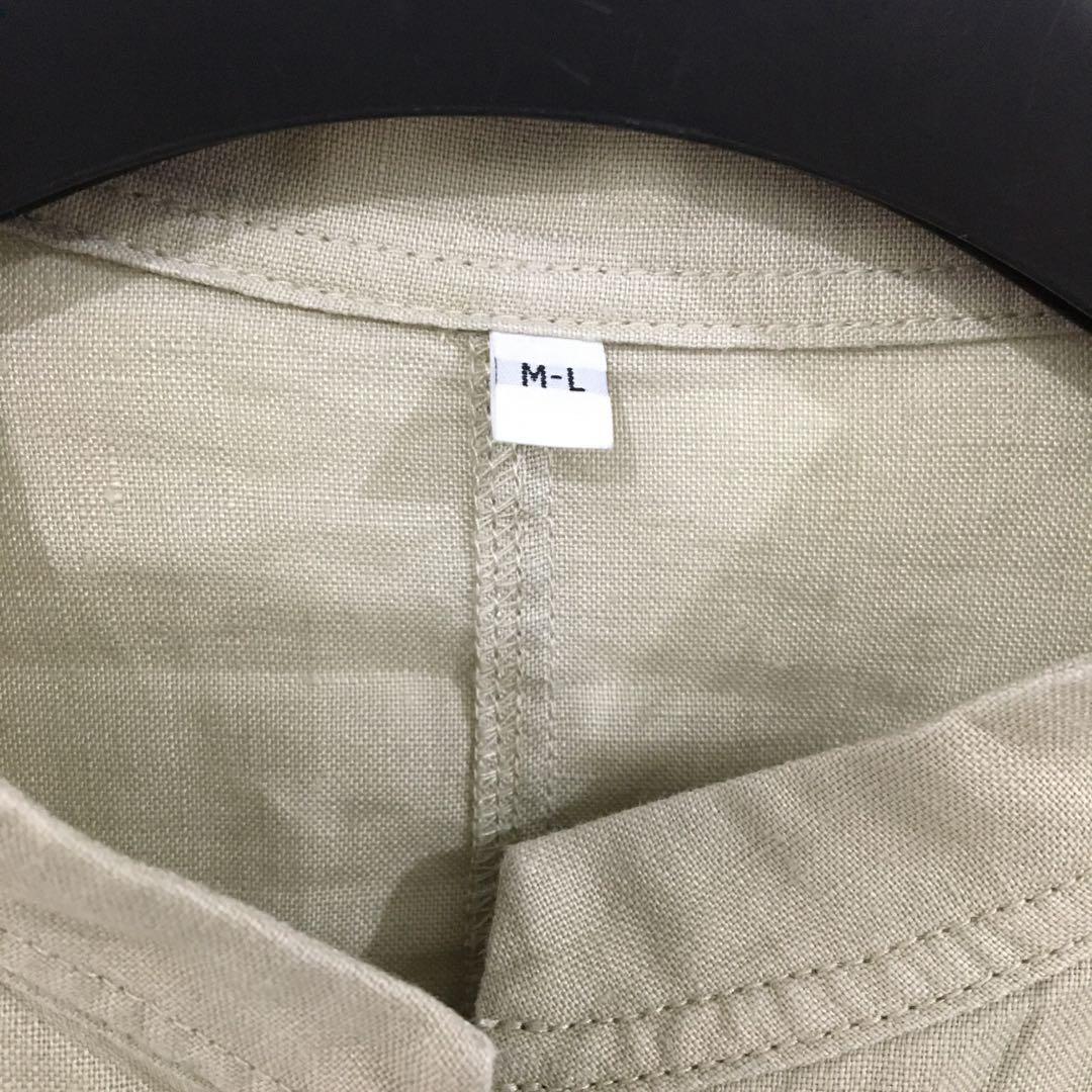 Muji 100% Linen Mandarin Collar Womens Tops, Women's Fashion, Tops, Shirts on Carousell