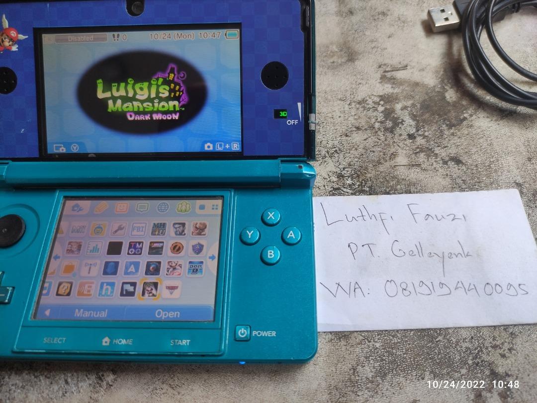Nintendo 3DS not XL Aqua Blue CFW Luma 16GB 07, Video Game, Konsol di ...