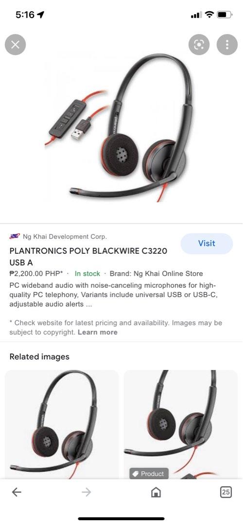 Plantronics Poly Blackwire C3200, Audio, Headphones & Headsets on Carousell