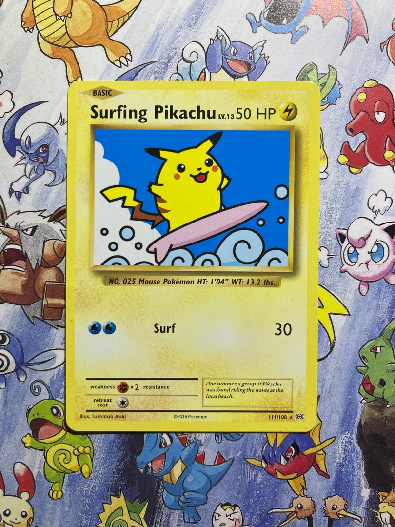 Pokemon TCG - Surfing Pikachu XY Evolutions Secret Rare, Hobbies & Toys ...