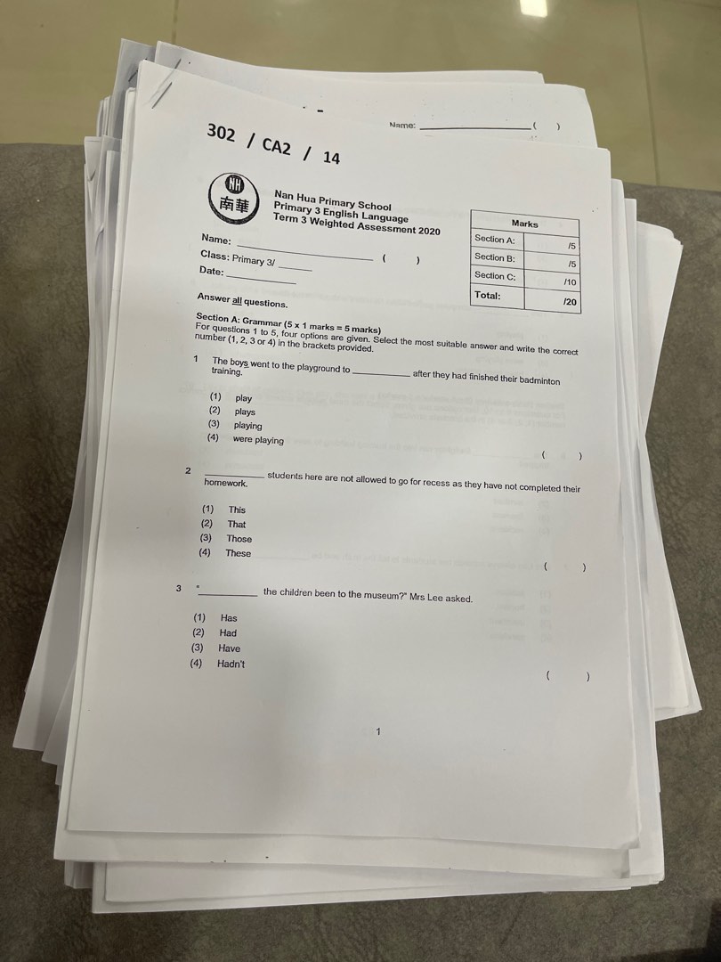 Primary 3 exam papers English math science Chinese, Hobbies & Toys ...