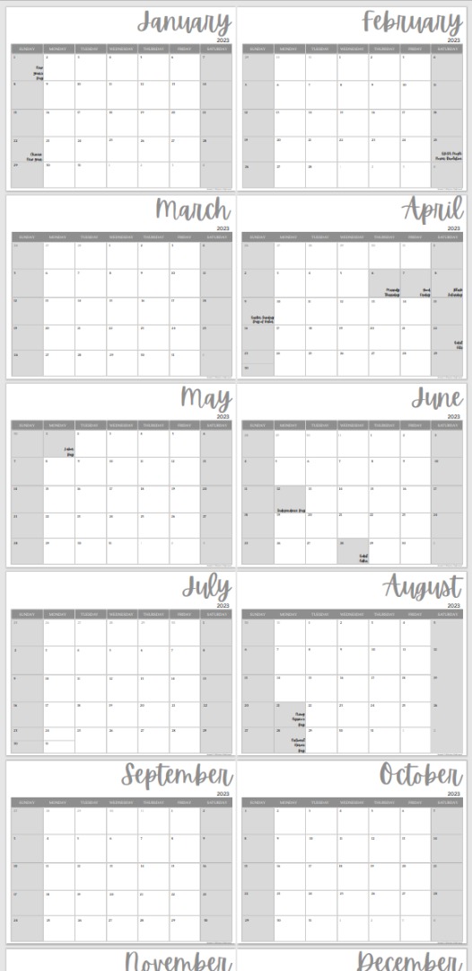 Printable 2023 Calendar, Hobbies & Toys, Stationary & Craft, Art ...