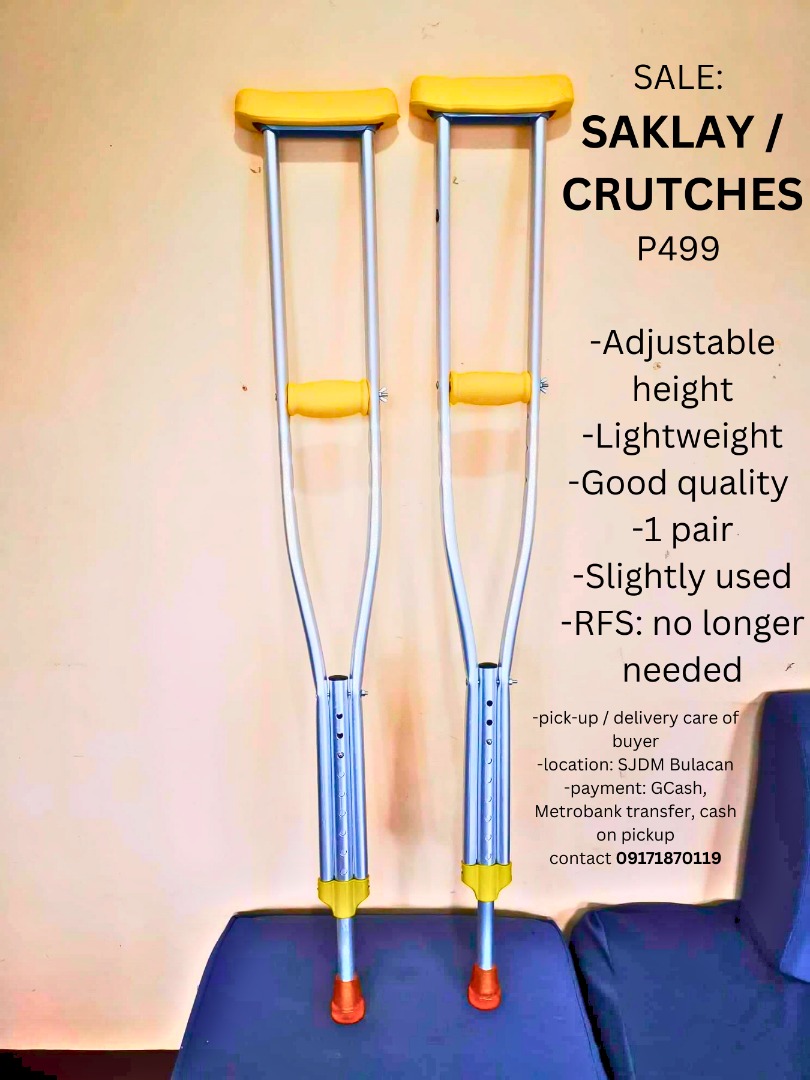 Saklay Crutches adjustable height lightweight 1 pair, Health ...