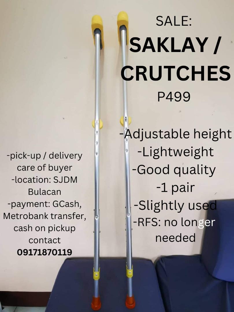 Saklay Crutches adjustable height lightweight 1 pair, Health ...