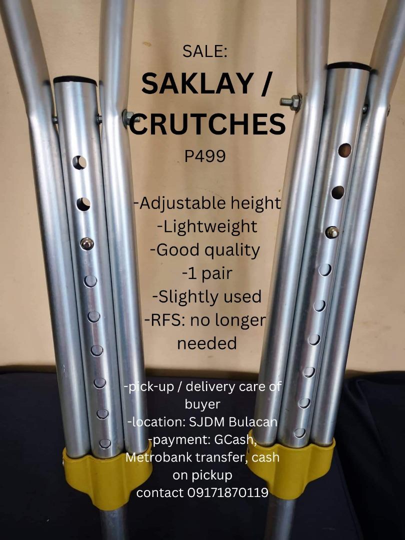 Saklay Crutches adjustable height lightweight 1 pair, Health ...
