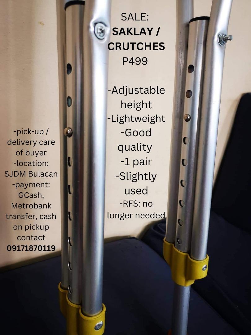 Saklay Crutches adjustable height lightweight 1 pair, Health ...