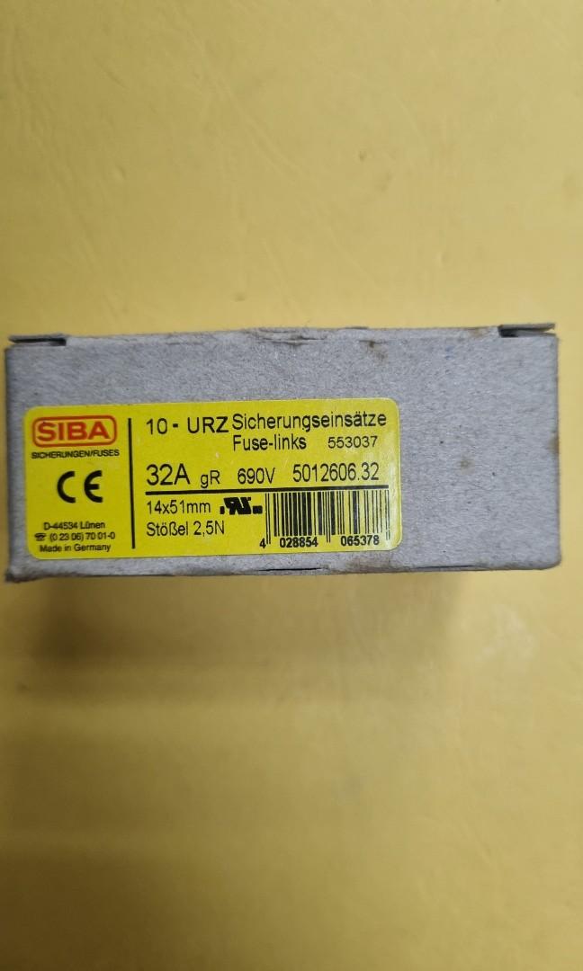 SIBA Fuse, 32A, 690V, 14x51MM, TV & Home Appliances, Electrical ...