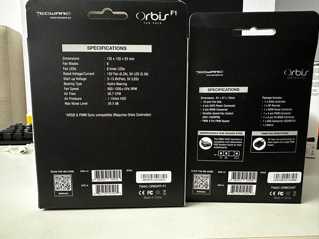 Tecware Orbis F1 Fan Pack + Orbis Hub, Computers & Tech, Parts ...