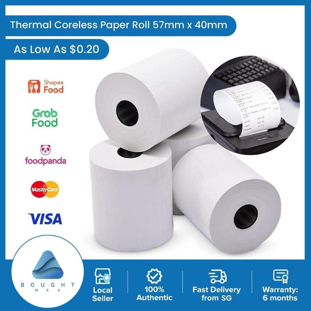 Thermal Paper Roll 57mm x 40mm Receipt Roll Grab Order Printing Credit ...