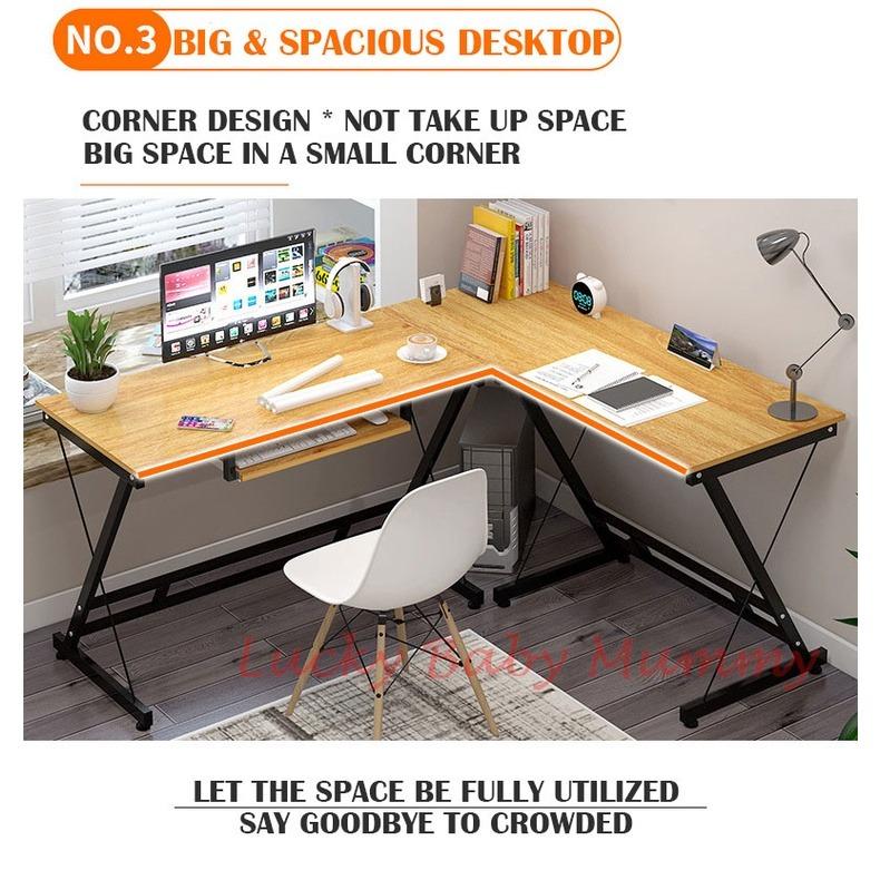 Type A Corner L Shape Computer Study Table MMZ1193, Furniture & Home ...