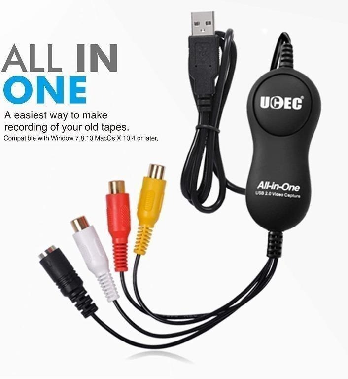 UCEC VHS to Digital Converter, All in One Video Capture USB 2.0 VHS VCR ...