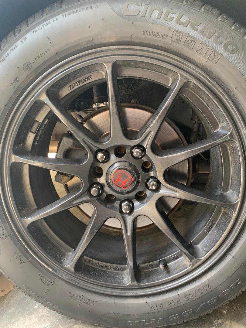 Work Emotion replica rims and tyres 205/55/16, Car Accessories, Tyres ...