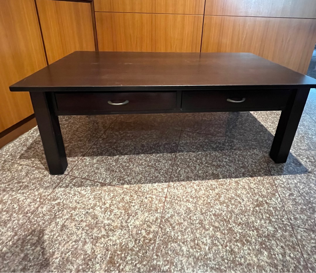 Zen design coffee table with 2 drawers open both sides and with glass ...