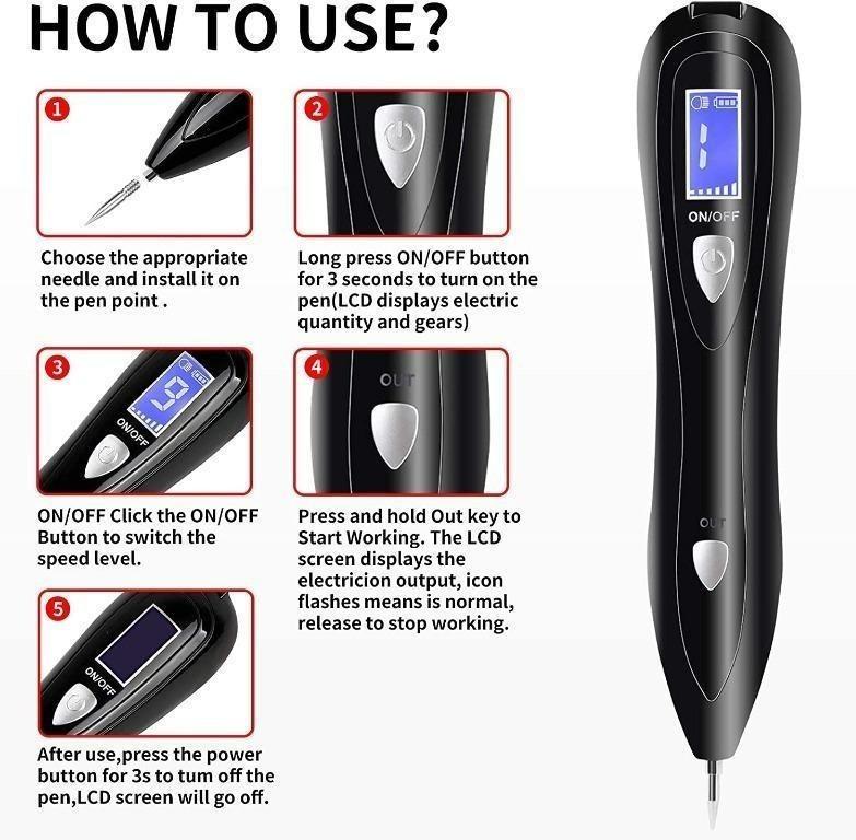 [1089] Beauty Skin Tags Remover Pen, Portable Rechargeable Mole Remover ...