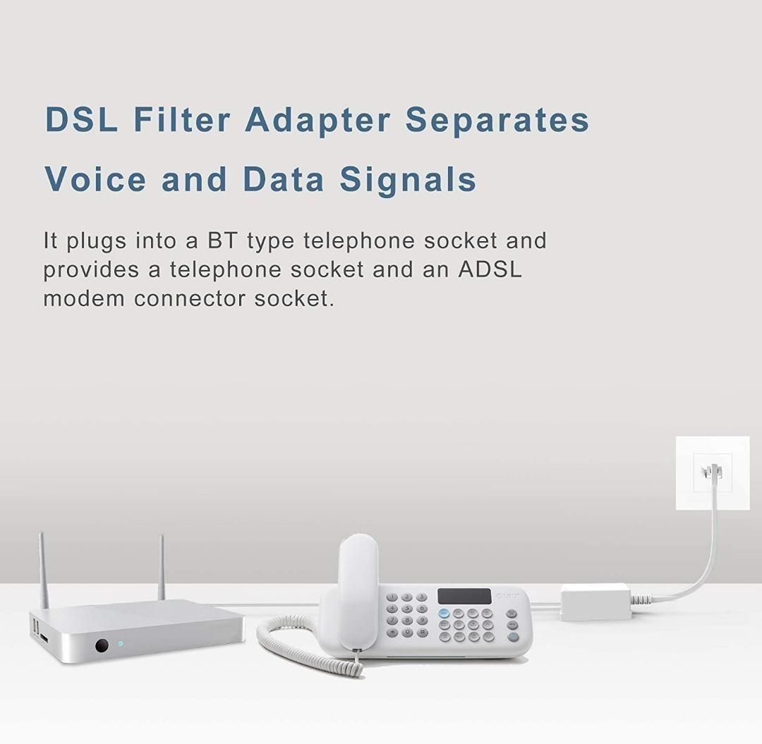 [1198] BT Plug to ADSL RJ11 Broadband internet Microfilter Splitter ...