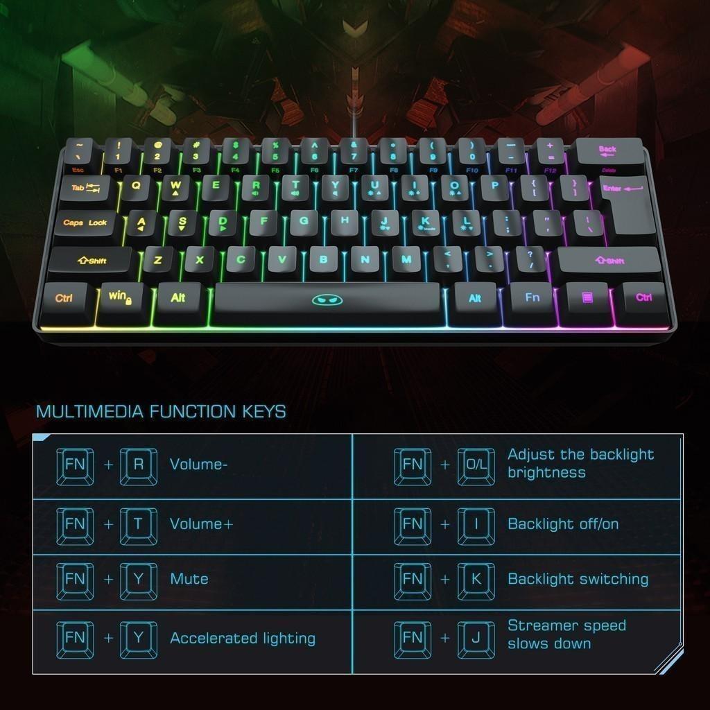 [1325] MageGee TS91 60% Compact Wired Keyboard 61 Keys RGB Gaming ...