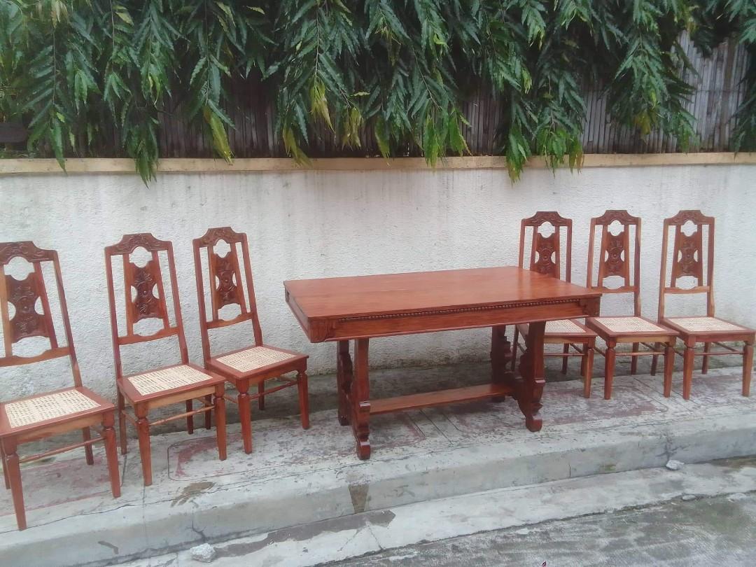6 Seater Narra Dining Set, Furniture & Home Living, Furniture, Chairs ...
