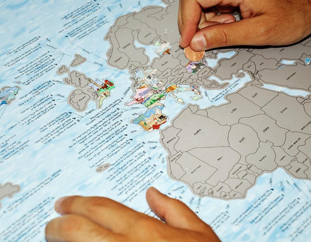 旅行清單刮刮地圖 | Travel Bucket List Scratch Map | 環遊世界地圖 | 旅行地圖, 興趣及遊戲, 書本 ...