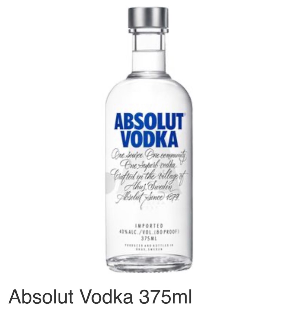Absolut Vodka 375ml, Food & Drinks, Alcoholic Beverages on Carousell