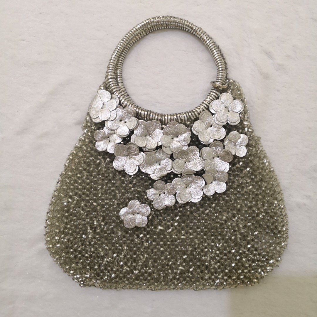 Anteprima Wire Bag Handbag with Silver Leather Flower Accents, Women's ...