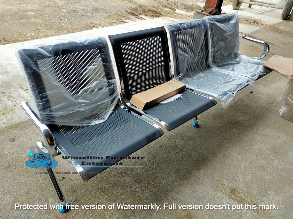,,black 4 seater steel gang chair,,, Furniture & Home Living, Office ...