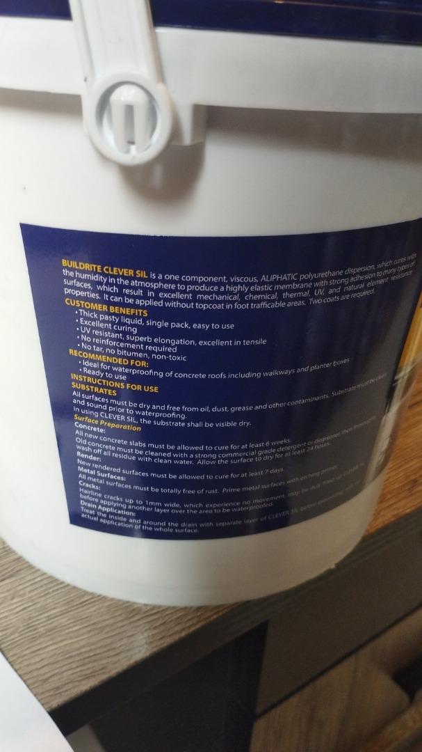 BUILDRITE CLEVER SIL GRAY (5kg) WATER-BASED POLYURETHANE MEMBRANE ...