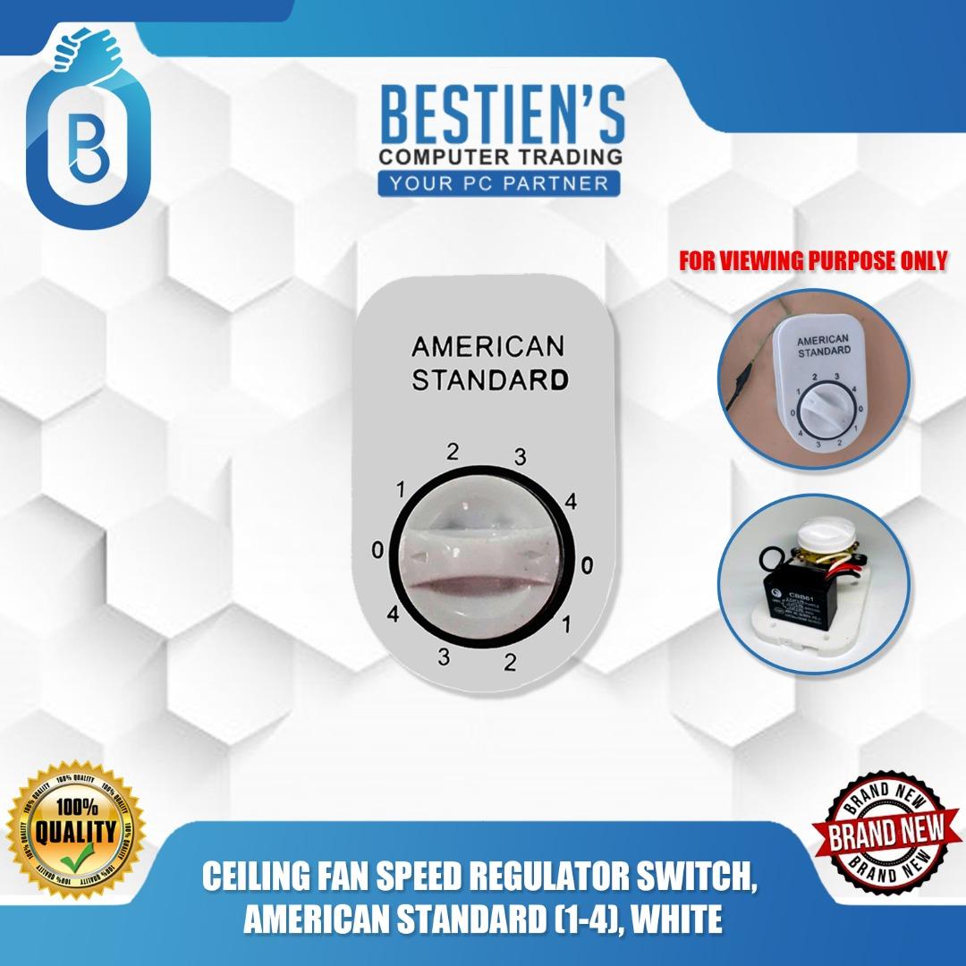 CEILING FAN SPEED REGULATOR SWITCH, AMERICAN STANDARD (1-4), WHITE ...