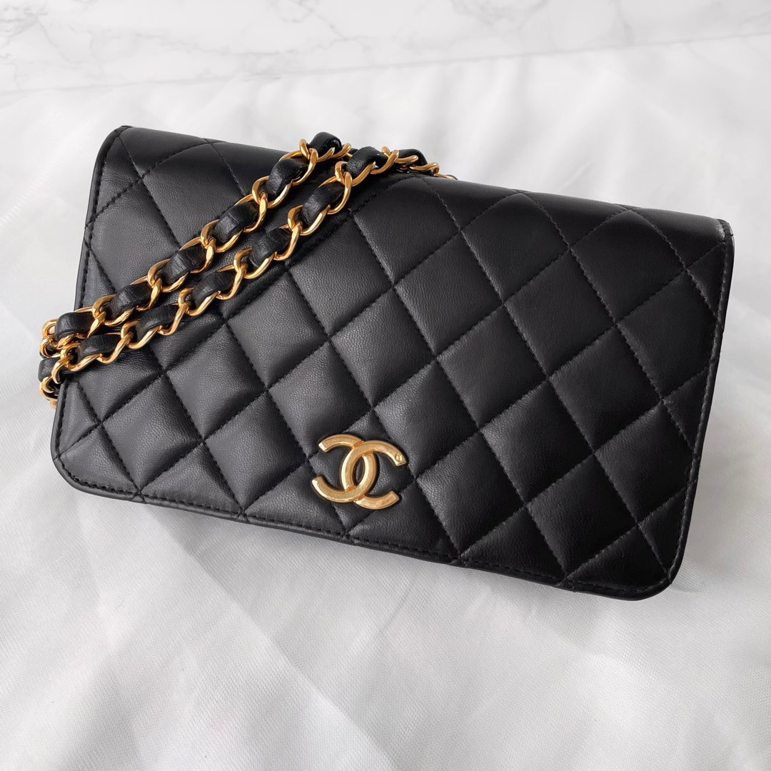Chanel Vintage Mini Rectangle Flap in Black Lambskin 24k Gold Hardware ...