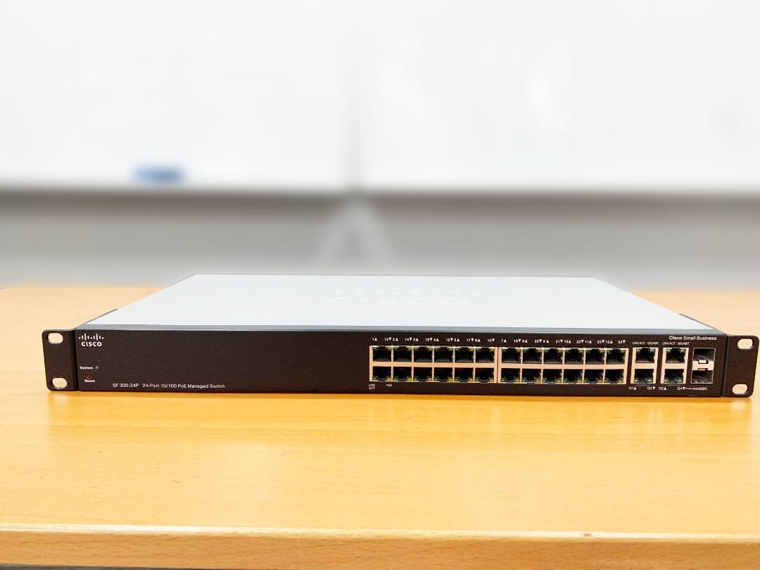 Cisco SF300-24P 24-port 10/100 PoE Managed Switch with Gigabit Uplinks ...