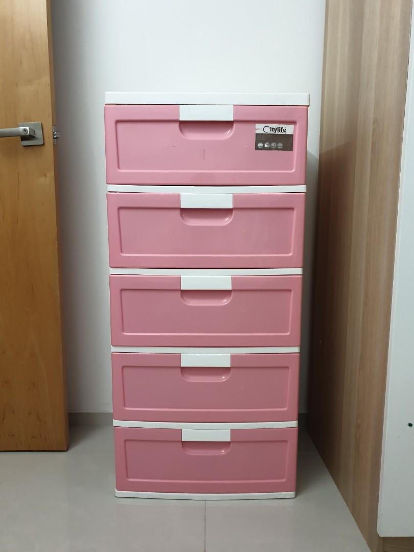 Citylife 5 Tier Plastic Storage Cabinet / Chest of Drawers, Furniture ...