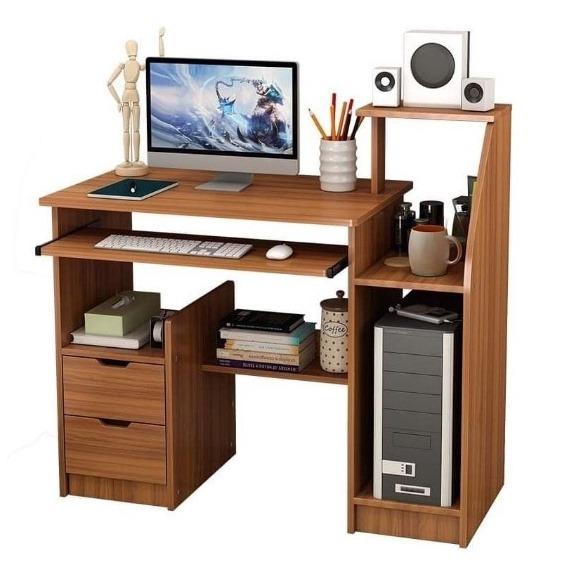 Computer Desktop Table With Shelf and Drawer Wooden Minimalist Design ...