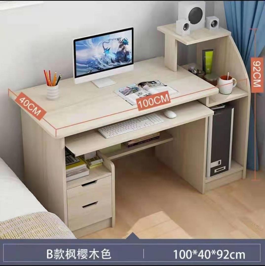 Computer Desktop Table With Shelf and Drawer Wooden Minimalist Design ...