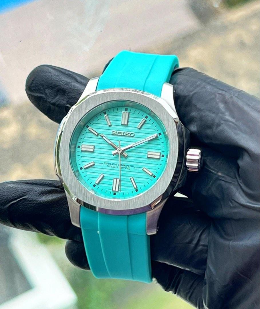 Custom Seiko Mod Tiffany Nautilus 42mm, Men's Fashion, Watches ...